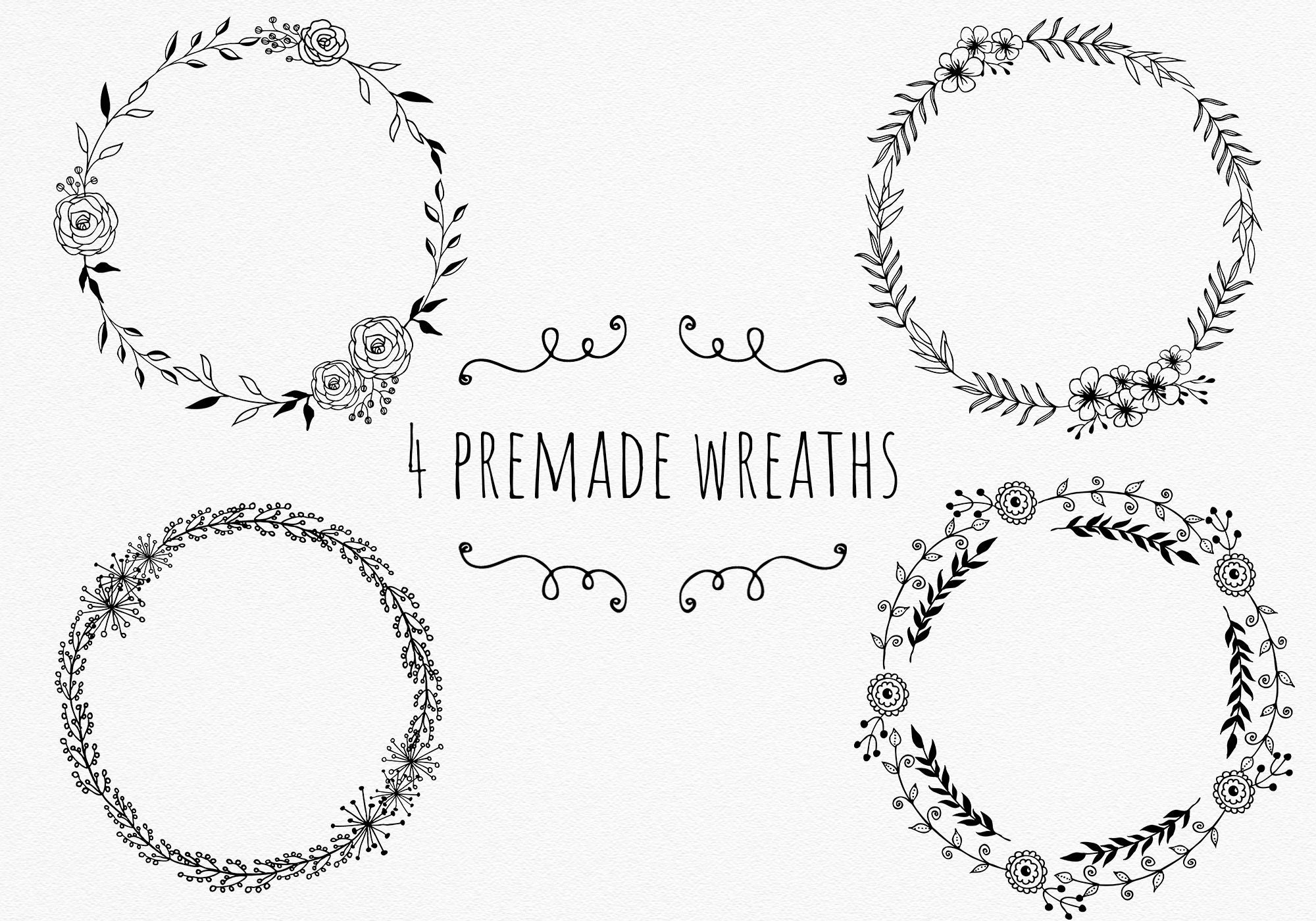 Hand Drawn Floral Clipart Hand Drawn Design Elements Doodle - Etsy