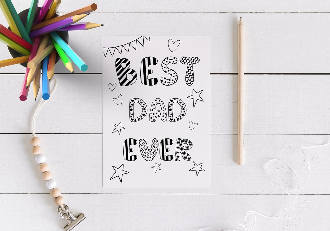 Father's Day Card, DIY Card, Digital Birthday Coloring Card, Dad ...