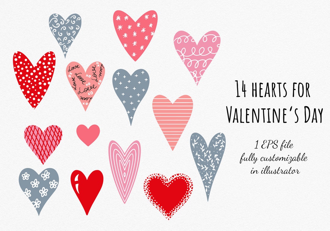 Valentine's Hearts Vector Clipart. 14 Hearts Vectors for Valentine's ...