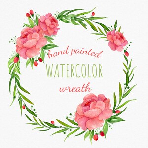 Peonies Wreath Clipart, Watercolor Floral Clipart, PNG, Blush Sweet ...
