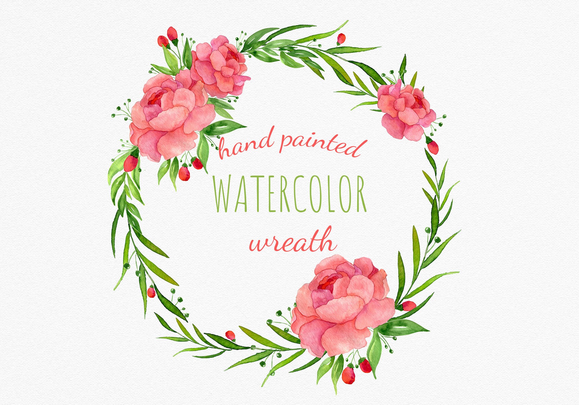 Peonies Wreath Clipart, Watercolor Floral Clipart, PNG, Blush Sweet ...