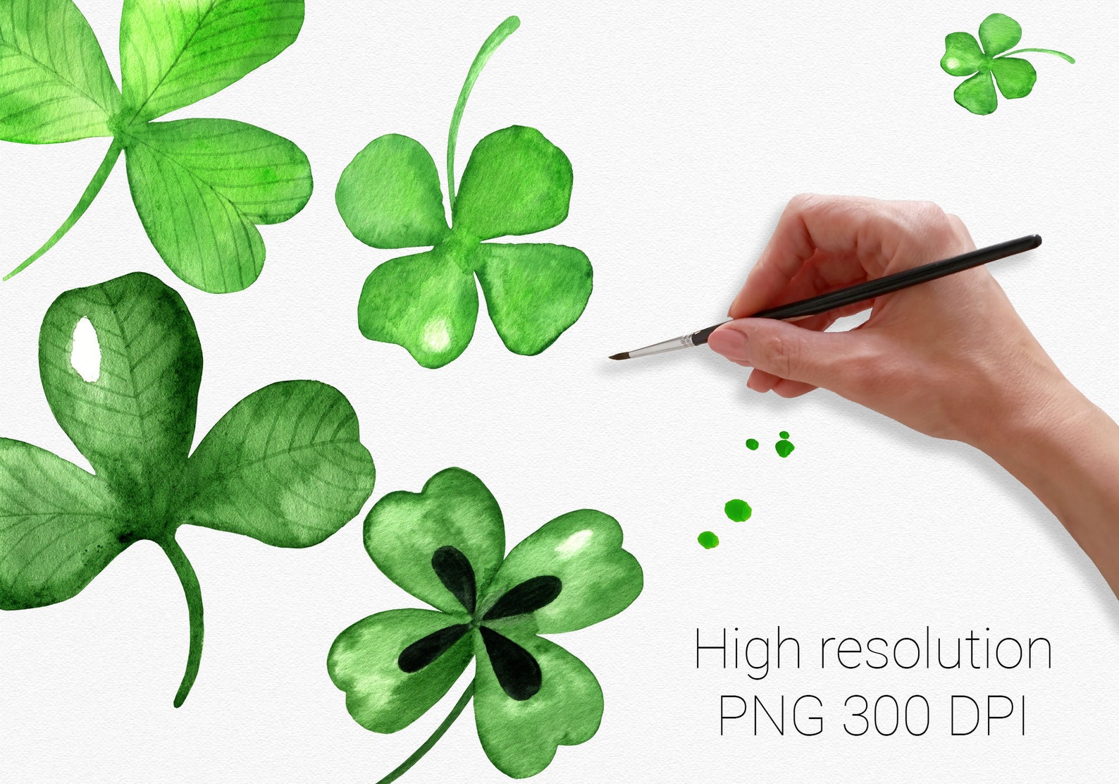Set of St. Patrick's Watercolor Shamrock Clipart Shamrock - Etsy
