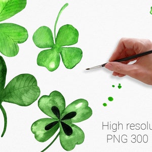 Set of St. Patrick's Watercolor Shamrock Clipart, Shamrock Watercolor ...