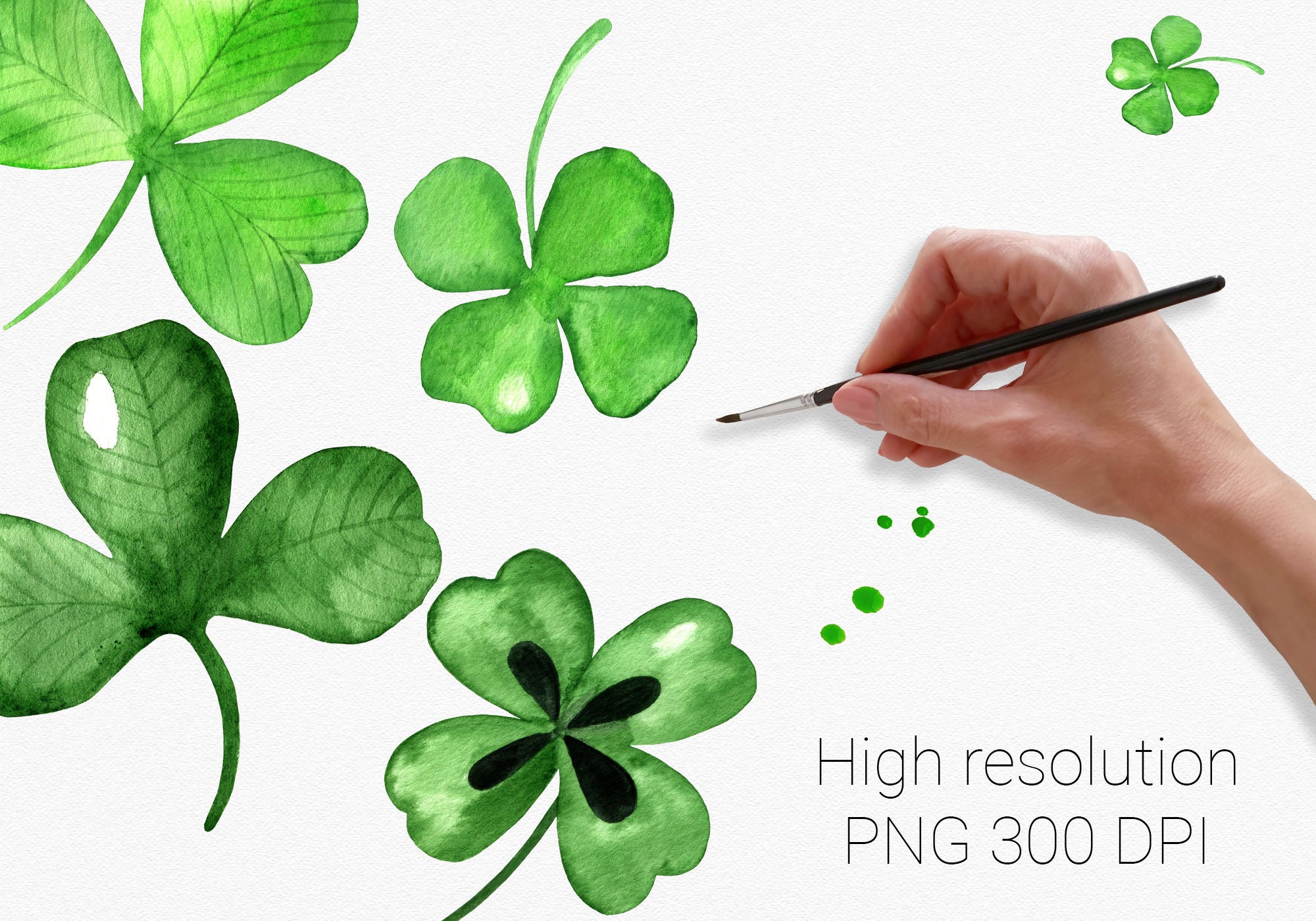 Set of St. Patrick's Watercolor Shamrock Clipart Shamrock - Etsy