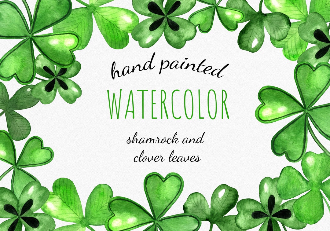 Set of St. Patrick's Watercolor Shamrock Clipart, Shamrock Watercolor ...