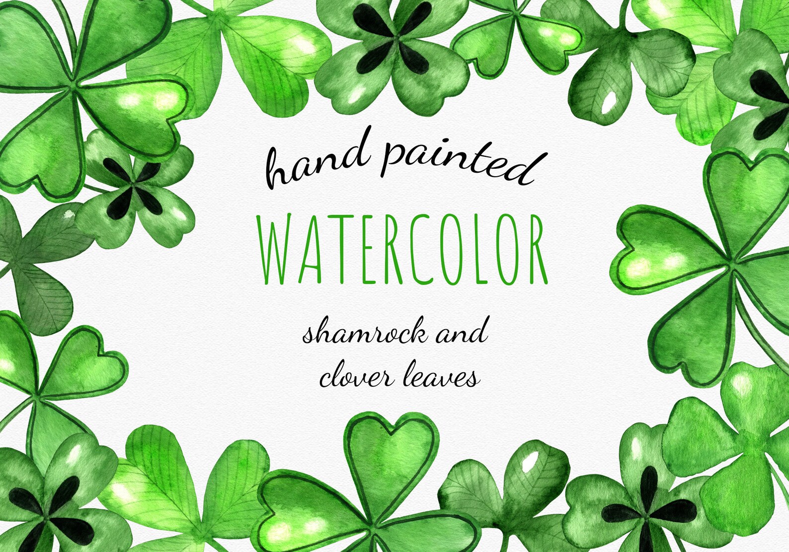 Set of St. Patrick's Watercolor Shamrock Clipart Shamrock - Etsy