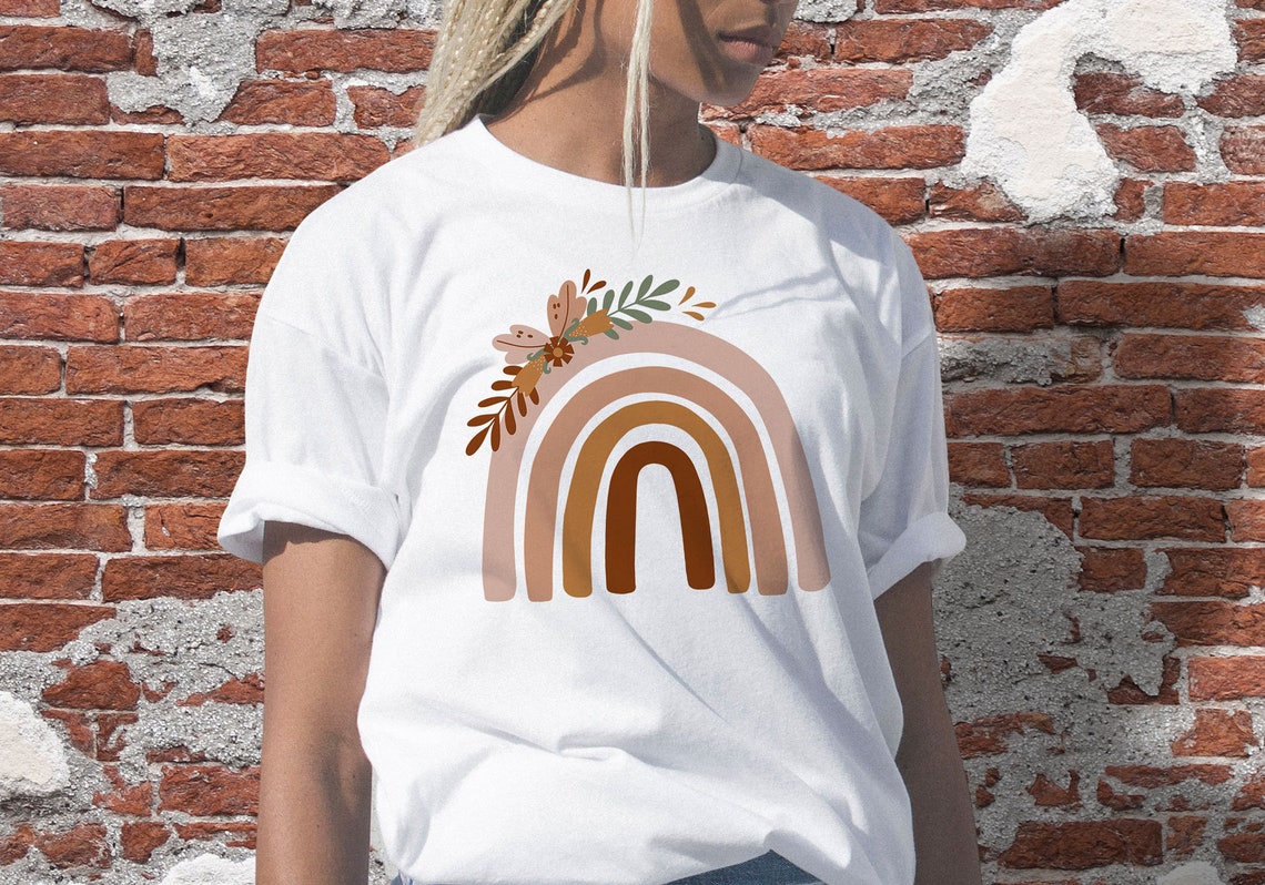 Boho Rainbow Floral Clipart Set, Natural Colors, Pastel Dusty Green ...