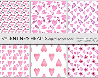 Valentine Hearts Digital Papers Scrapbooking Paper Instant - Etsy UK