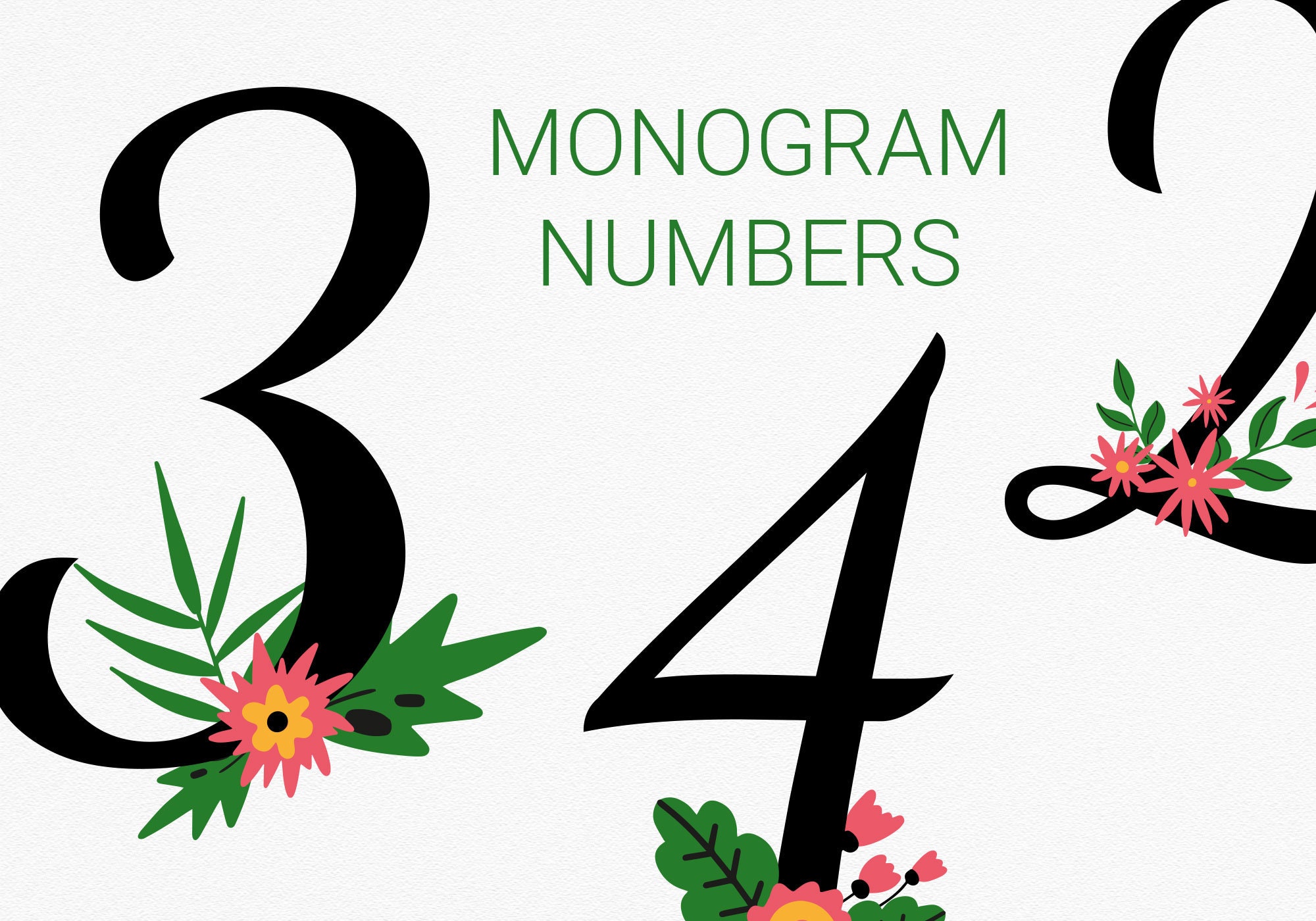 Monogram Numbers Floral Numbers Clipart. Vector. EPS PNG - Etsy
