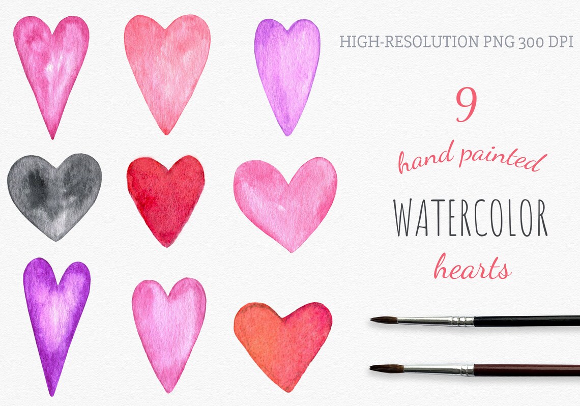Watercolor Heart Clipart, Valentine's Day Heart, Heart Pack PNG - Etsy