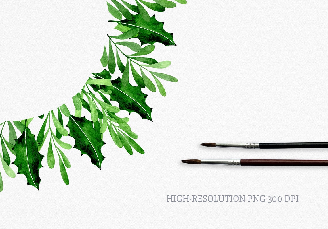 Mistletoe and Holly Floral Frame Clipart for Making Cards, Invitaions ...