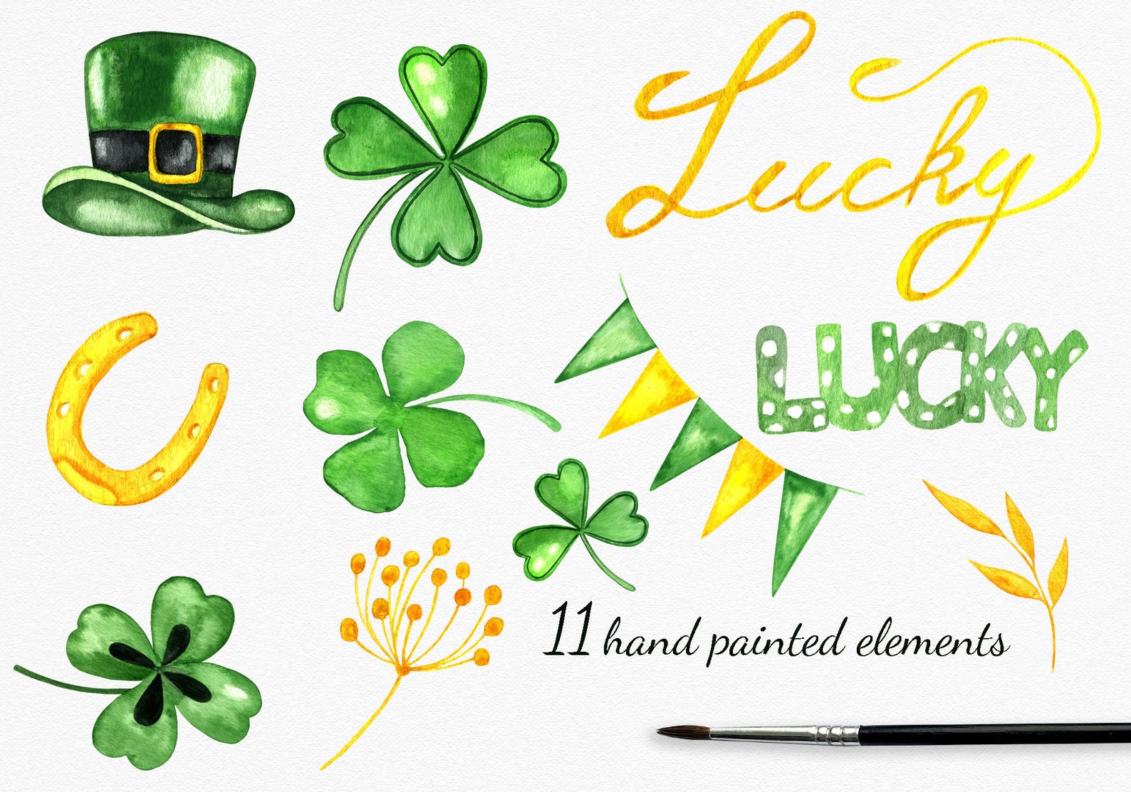 St. Patrick's Day Cliparts, Watercolor Clip Art, Shamrock Clipart ...