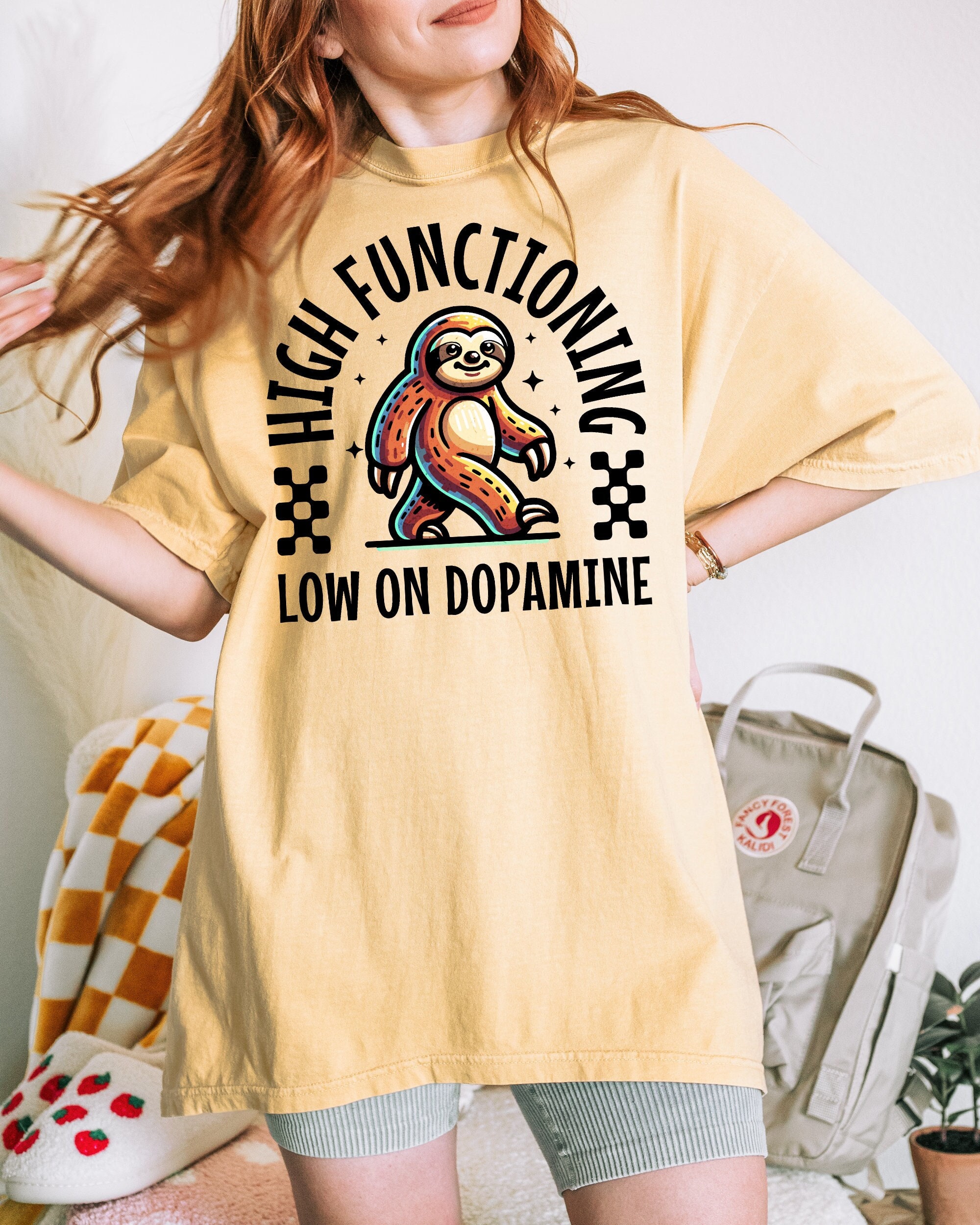 Funny ADHD Low Dopamine Sloth Shirt, Trendy Mental Health Comfort ...
