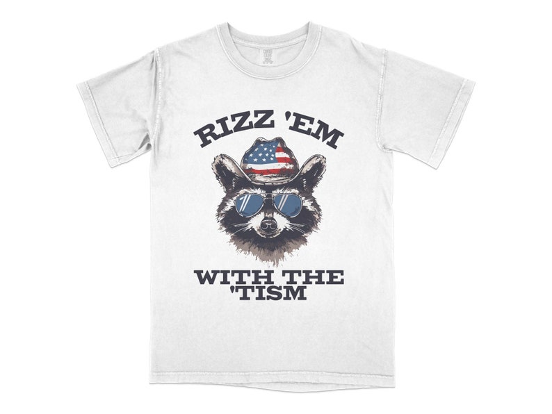 Patriotic Rizz Em With the Tism Raccoon Meme T-shirt, Vintage Country ...