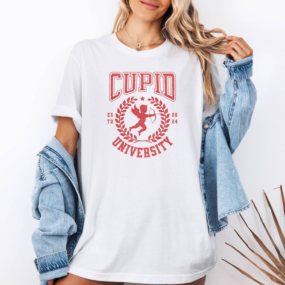 Cupid University Shirt, Faux Glitter Cupid College Shirt, Retro Cupid ...
