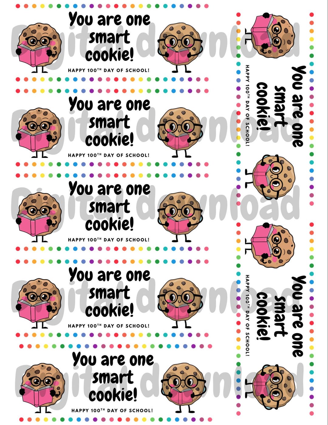 100th Day of School “smart Cookie” Tags - Etsy