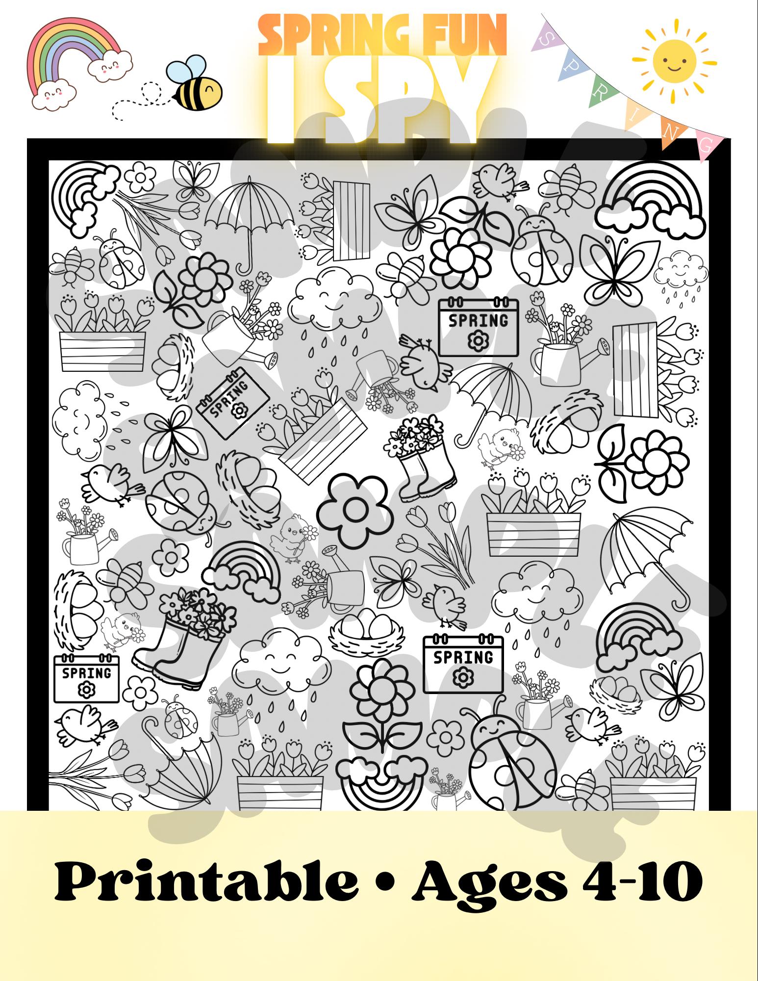 Spring I Spy Printable Game for Kids, Easter Activity Sheet, Kids ...