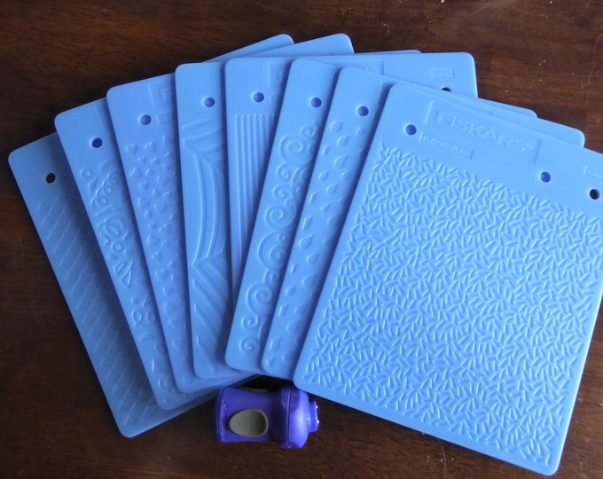 Texture Plates (set of 8) and Texture Tool by Fiskars (used) - Etsy