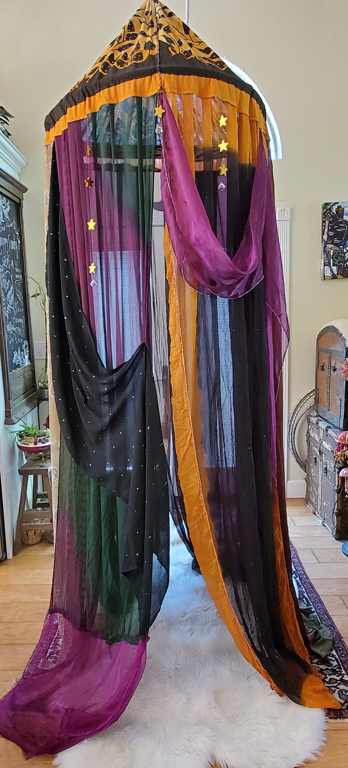 bohemian, goth, bed canopy, canopy, meditation, fort, tent, dorm room ...