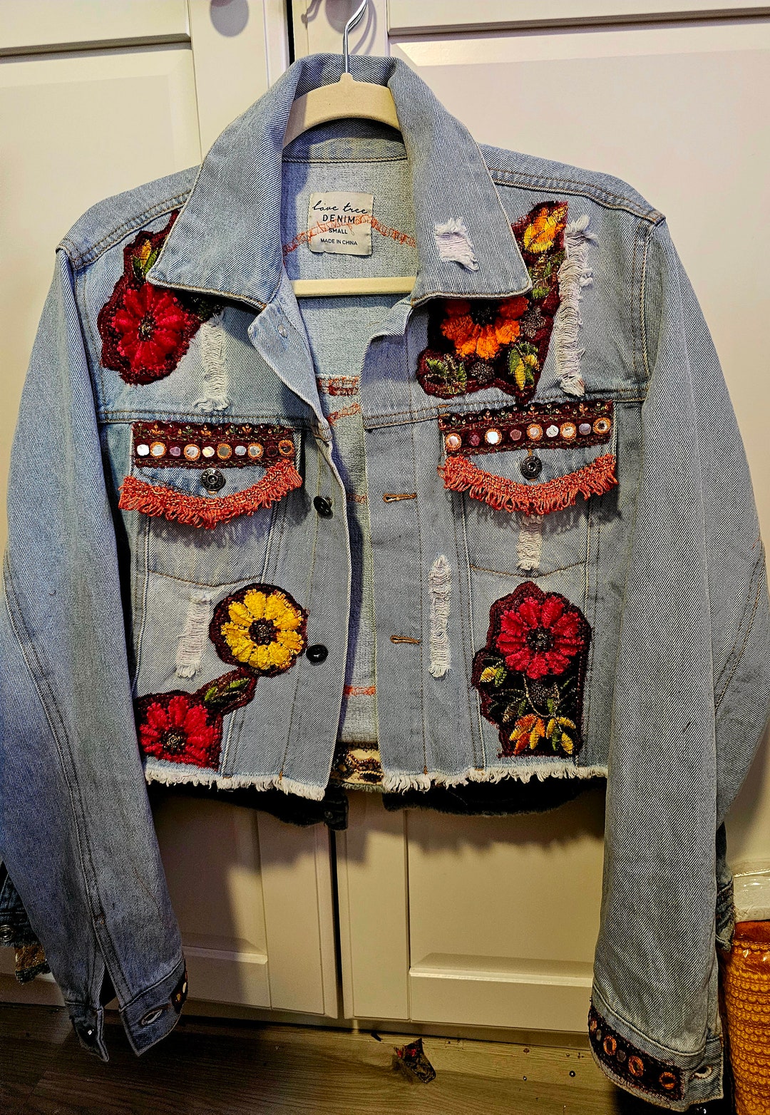 Boho Jacket, Jean Jacket, Decorated Jean Jacket, Upcycled Jean Jacket ...