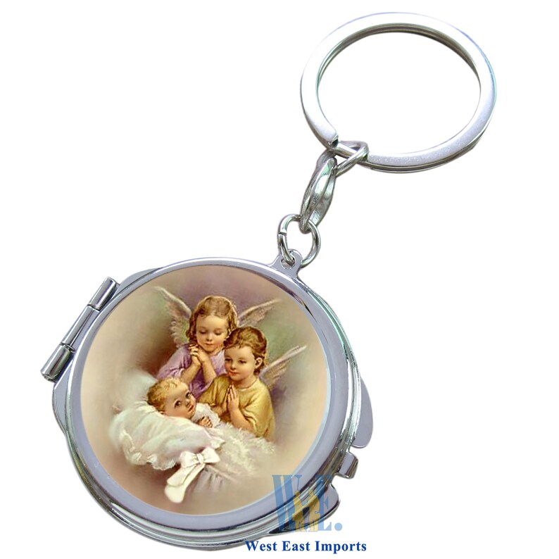 12 PCS Personalized Baptism Compact Mirror Keychain Favor Bautizo ...