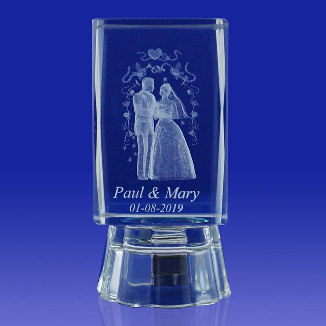 Personalize Custom Laser Engraving 3D Crystal Wedding Favors With ...