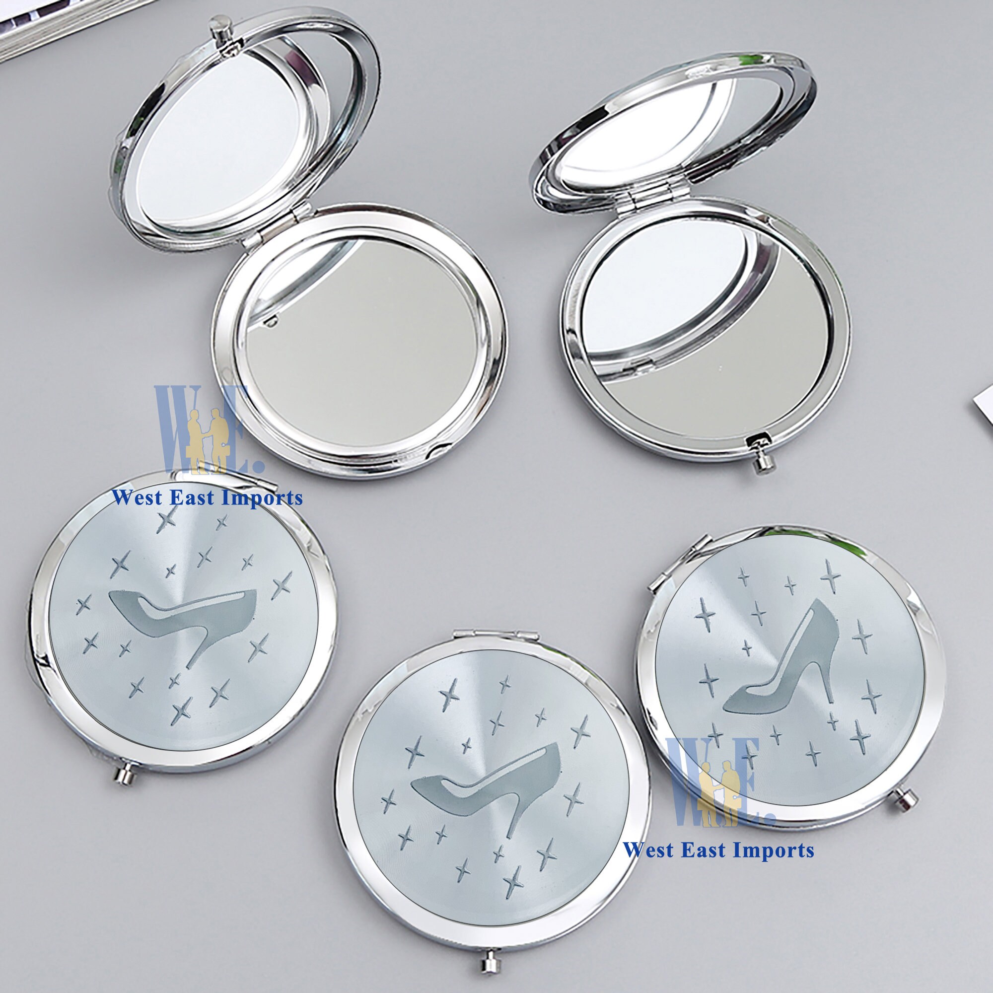 Personalized Silver Compact Mirror Favor 12 PCS Cinderella - Etsy
