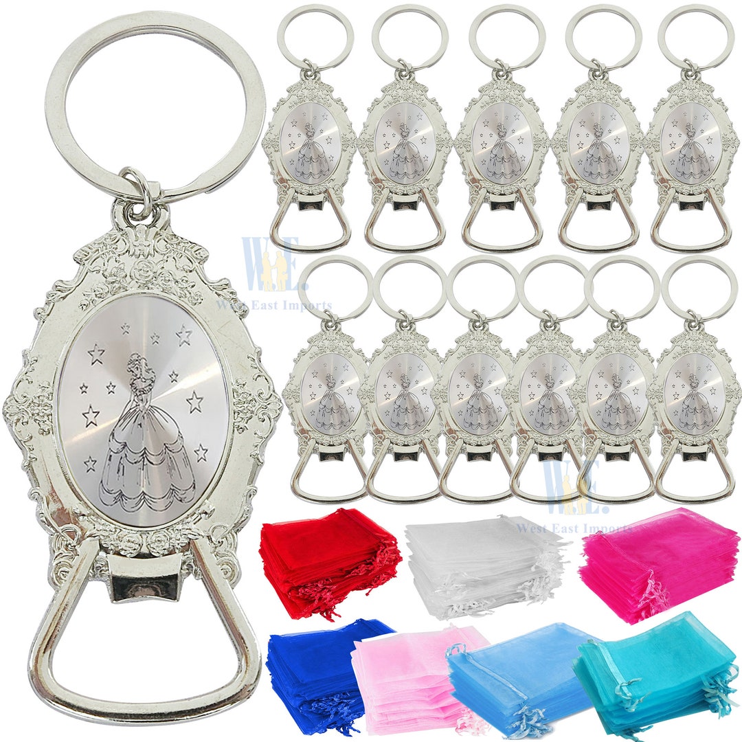 12 PCS Quinceañera Keychain Bottle Opener Favors - Sweet 15 Mis Quince ...