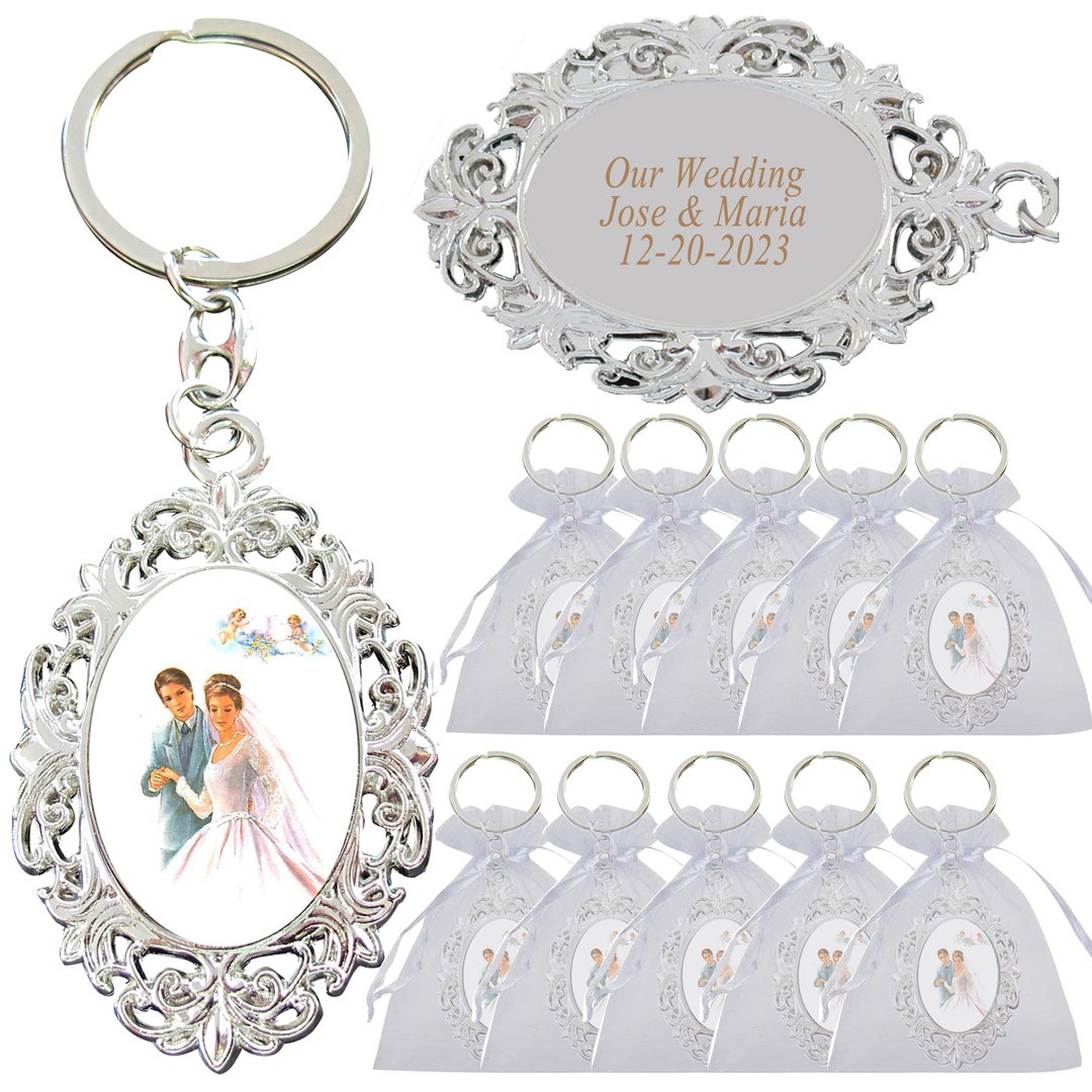 Personalized Wedding Keychain Favor (12 PCS) Anniversary Engraving Gift ...