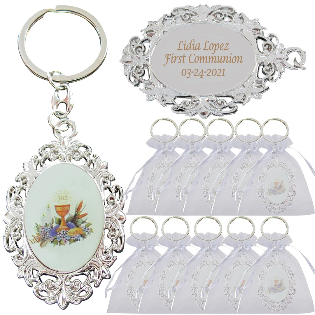 12 PCS First Holy Communion Key Chains With Personalized Laser Etched ...