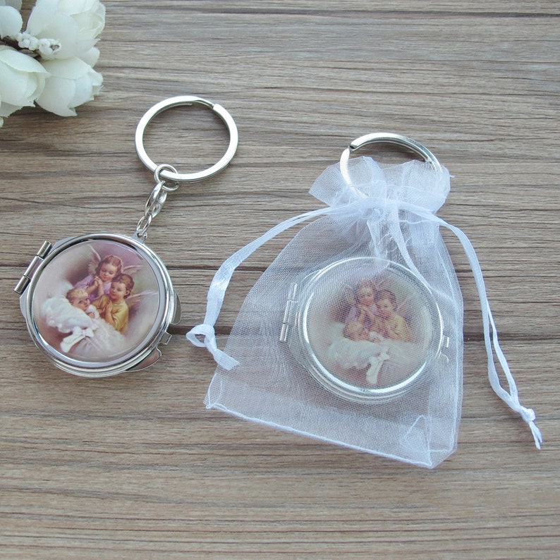 12 PCS Personalized Baptism Compact Mirror Keychain Favor Bautizo ...