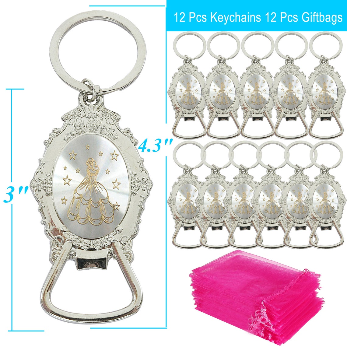 12 PCS Quinceañera Keychain Bottle Opener Favors Sweet 15 - Etsy