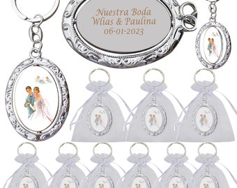 Personalized Spinning Wedding Keychain Favor 12 PCS Engraved Heat Metal ...