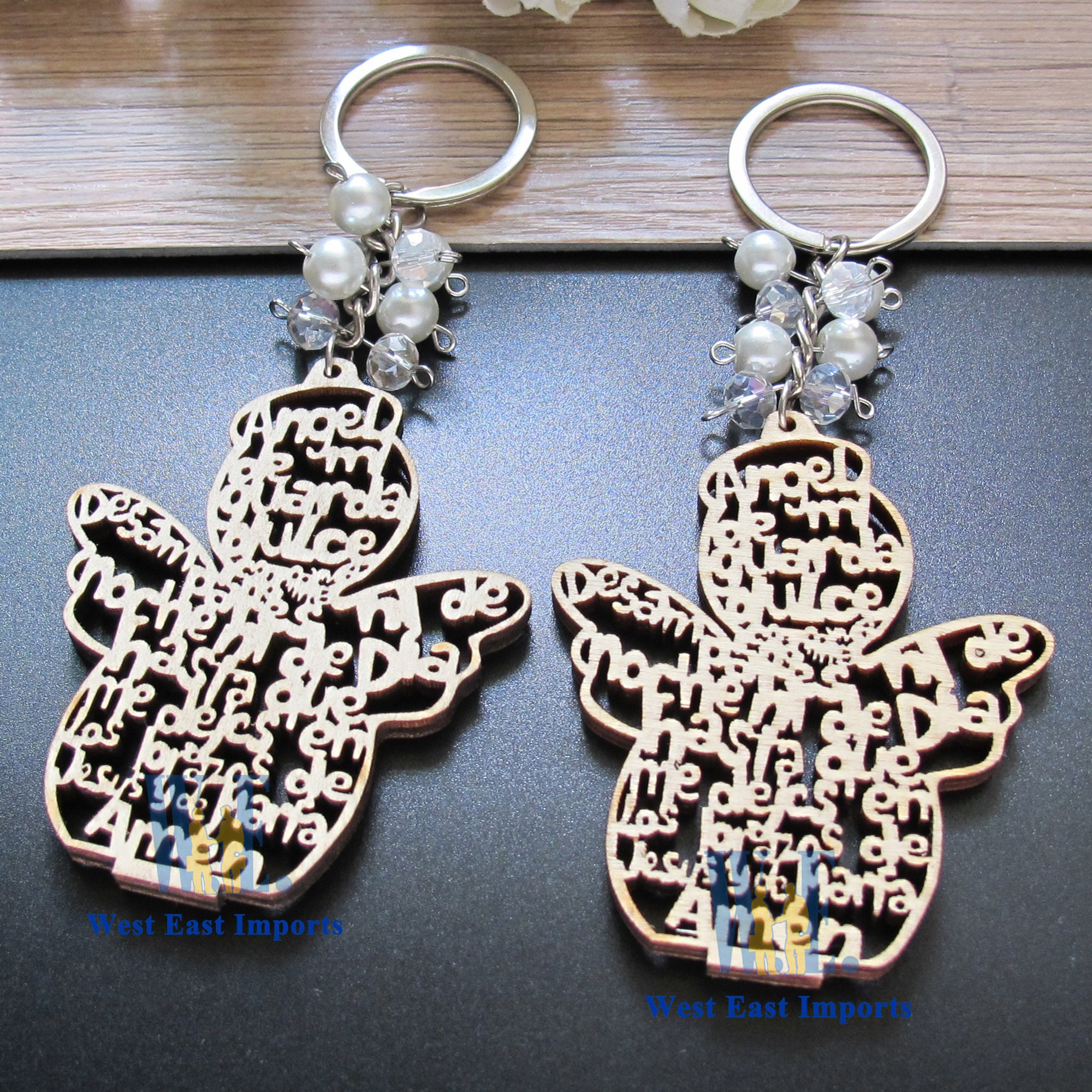 Baptism Angel Key Ring Made From Wood 12 PCS Communion | Etsy