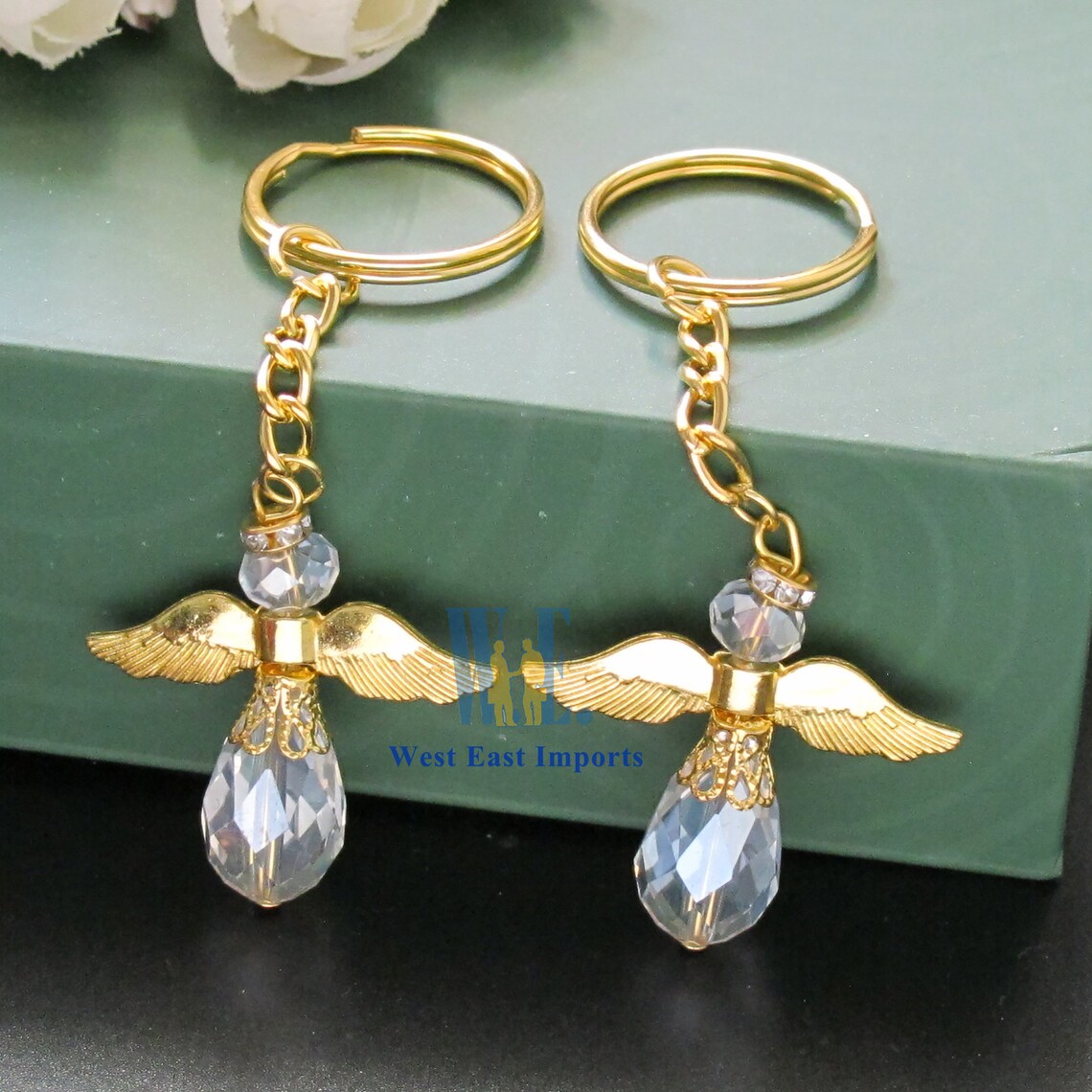 12 PCS Baptism Keychain Party Favor Crystal Bead Guardian Key - Etsy