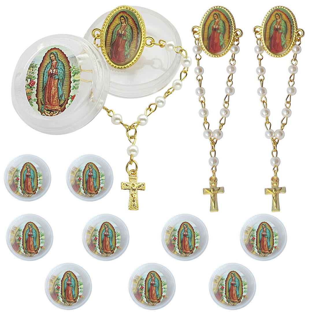 Our Lady of Guadalupe Rosary Lapel Pin (12,24,36 PCS) in Box - Baptism ...