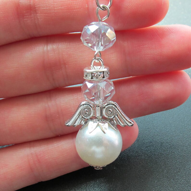 Baptism Favor 12 PCS Pearl Crystal Angel Key Ring With - Etsy