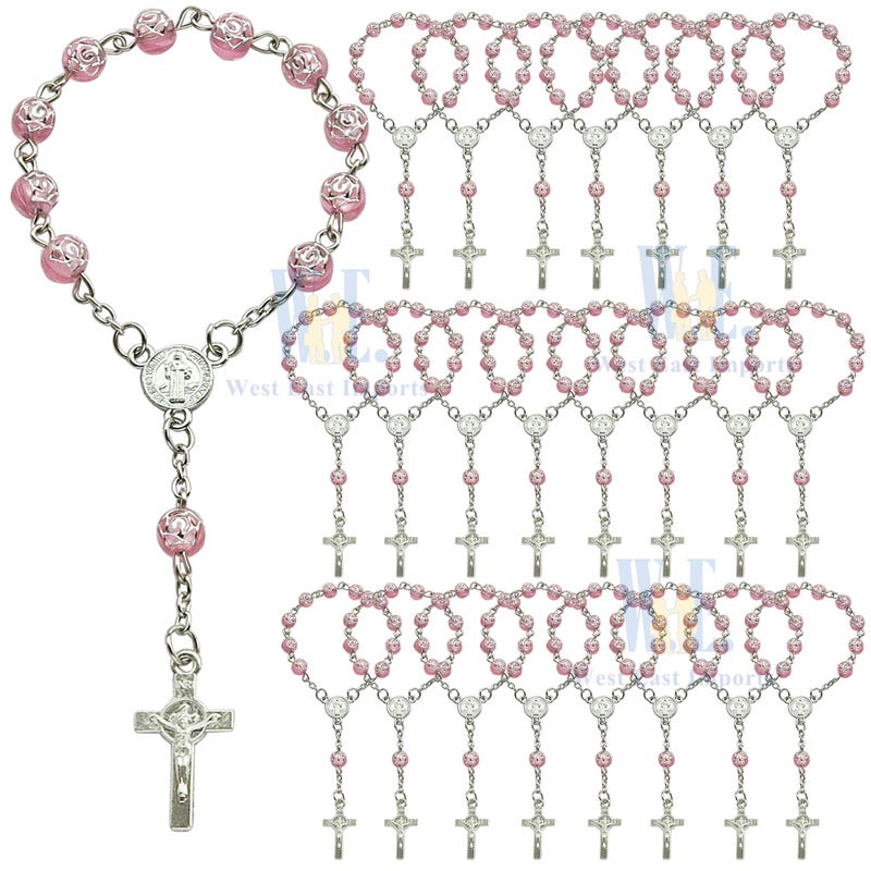 Rosary Pink Rosebuds - Etsy