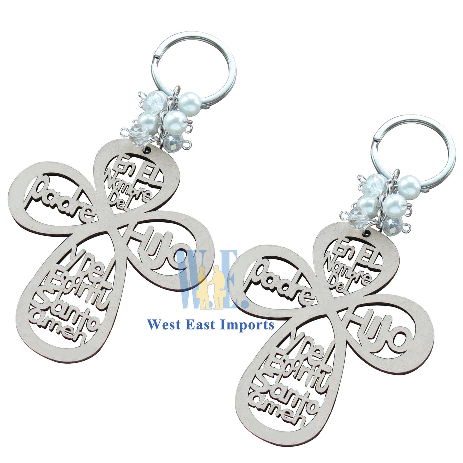 12 PCS Baptism Cross Wooden Keychain Favor First Communion Comfirmation ...
