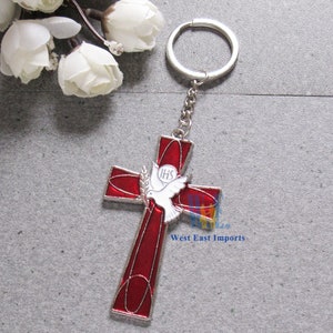 12 Pcs Cross and Dove Key Ring in Decorated Organza Bag - Confirmation ...