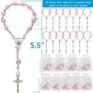 24pcs Acrylic Mini Rosary Favors for Girl Pink - Baptism - Communion ...
