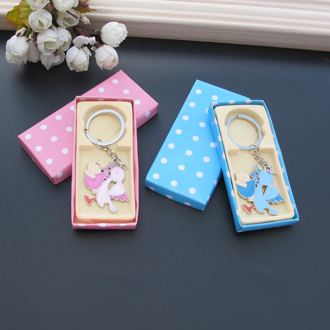 Baby Shower Keychain Party Favors (12 PCS) Boy Girl Stork With Baby ...