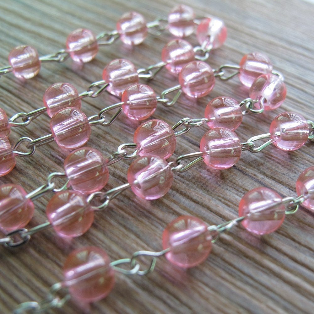 24 Pcs Pink Glass Mini Rosary Favor for Baptism / Christening / First ...