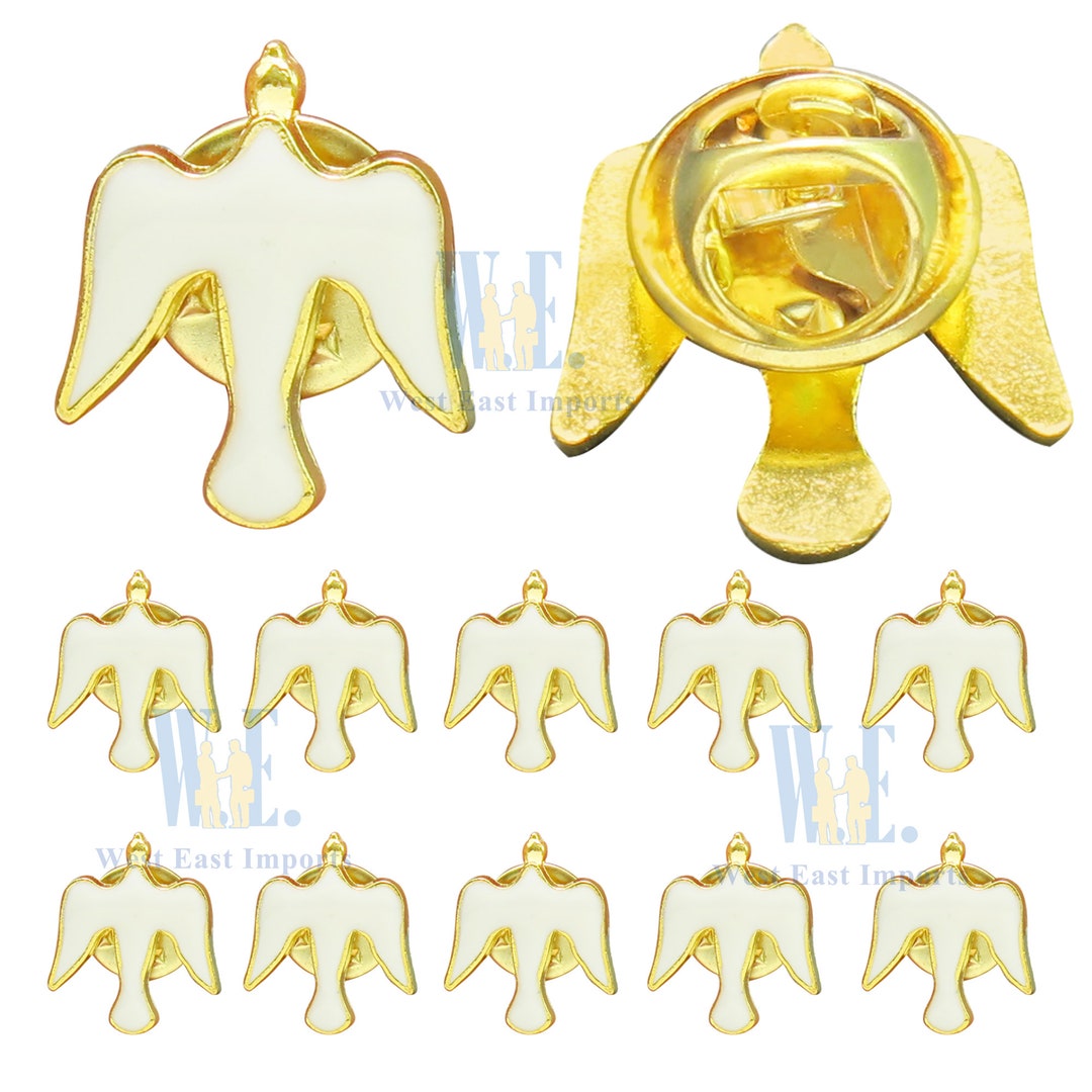 12 PCS Holy Spirit Lapel Pin White Red Emamel Dove First Communion ...