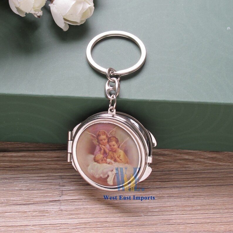 12 PCS Personalized Baptism Compact Mirror Keychain Favor Bautizo ...