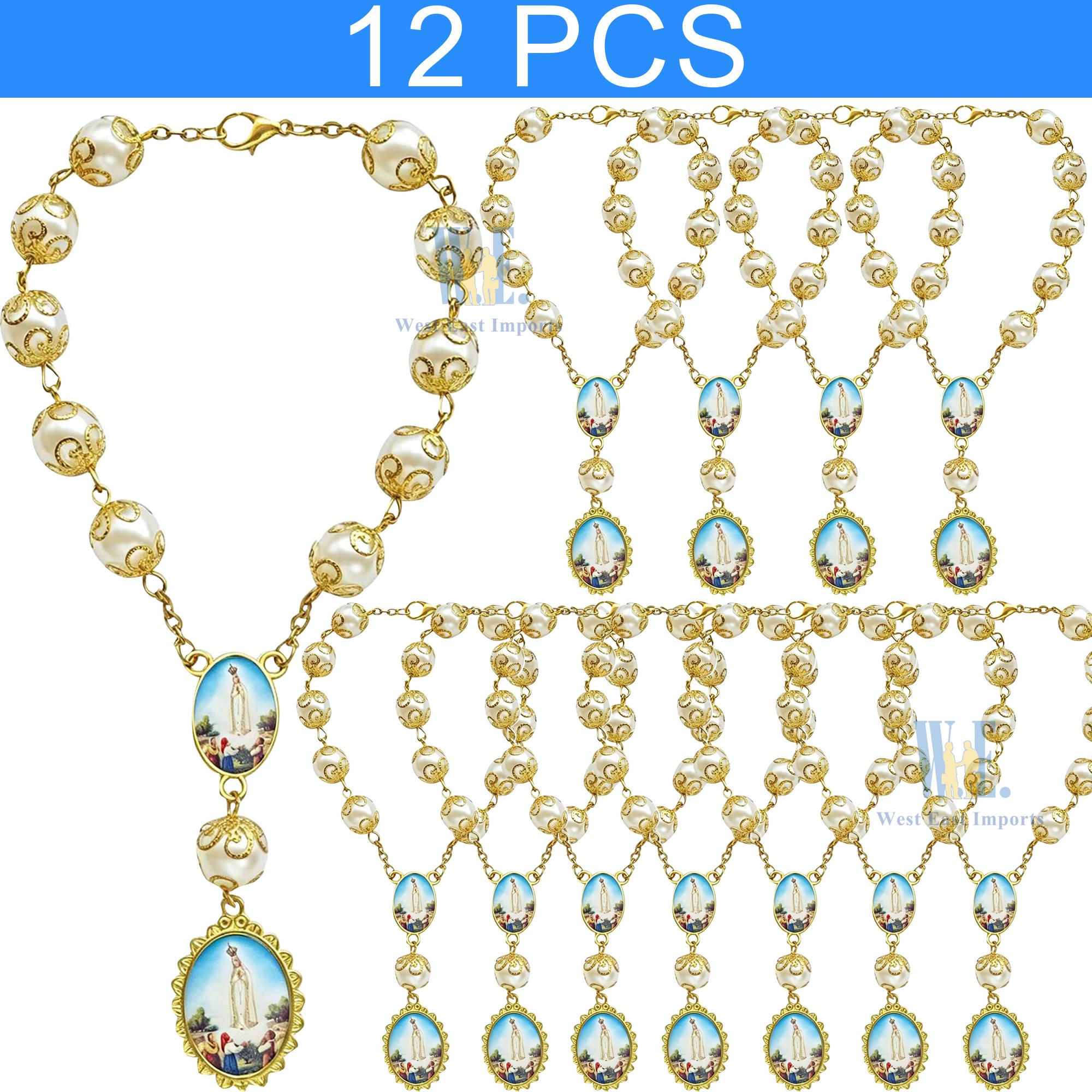 12 PCS Our Lady Fatima Decade Rosary Rearview Mirror Car Auto Rosary ...