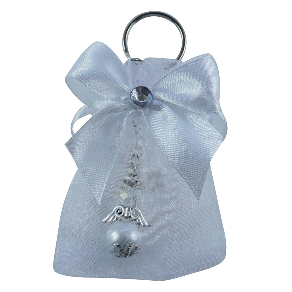 Baptism Favor 12 Pcs Pearl Crystal Key Ring With Organza - Etsy