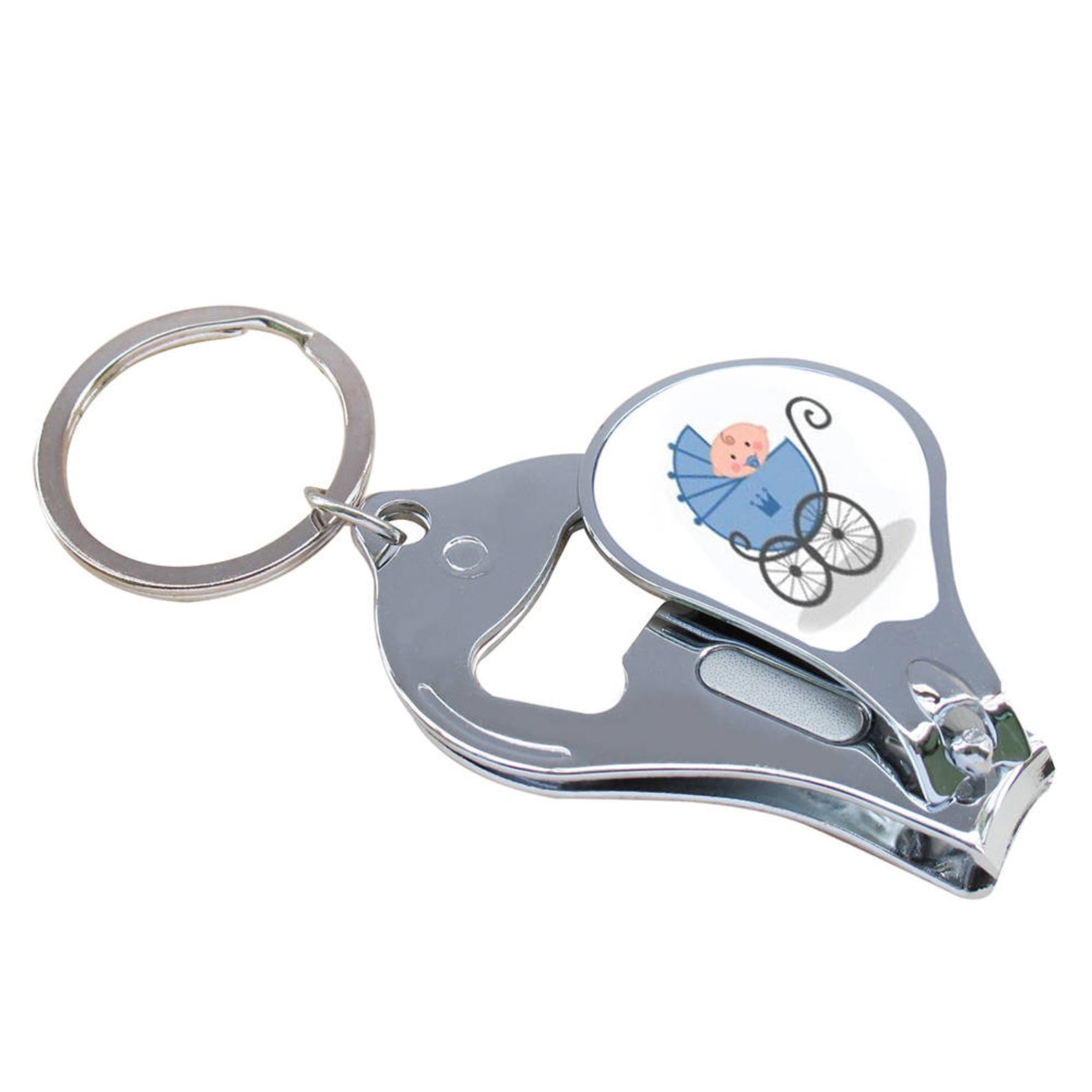 Baby Shower Keychain Favor (12 Pcs) Boy Blue Stroller Nail Clipper and ...