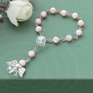 24 Pcs Pink Angel Mini Rosary Baptism Favors for Girl Recuerdos De ...