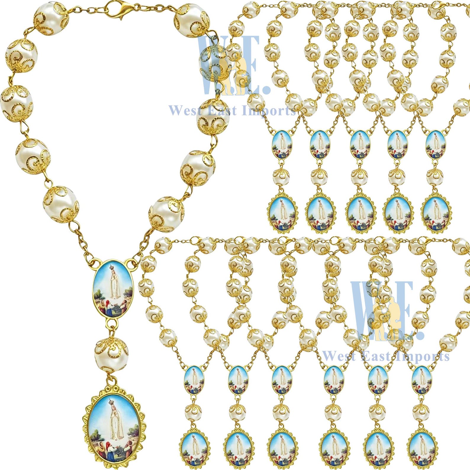 12 PCS Our Lady Fatima Decade Rosary Rearview Mirror Car Auto Rosary ...